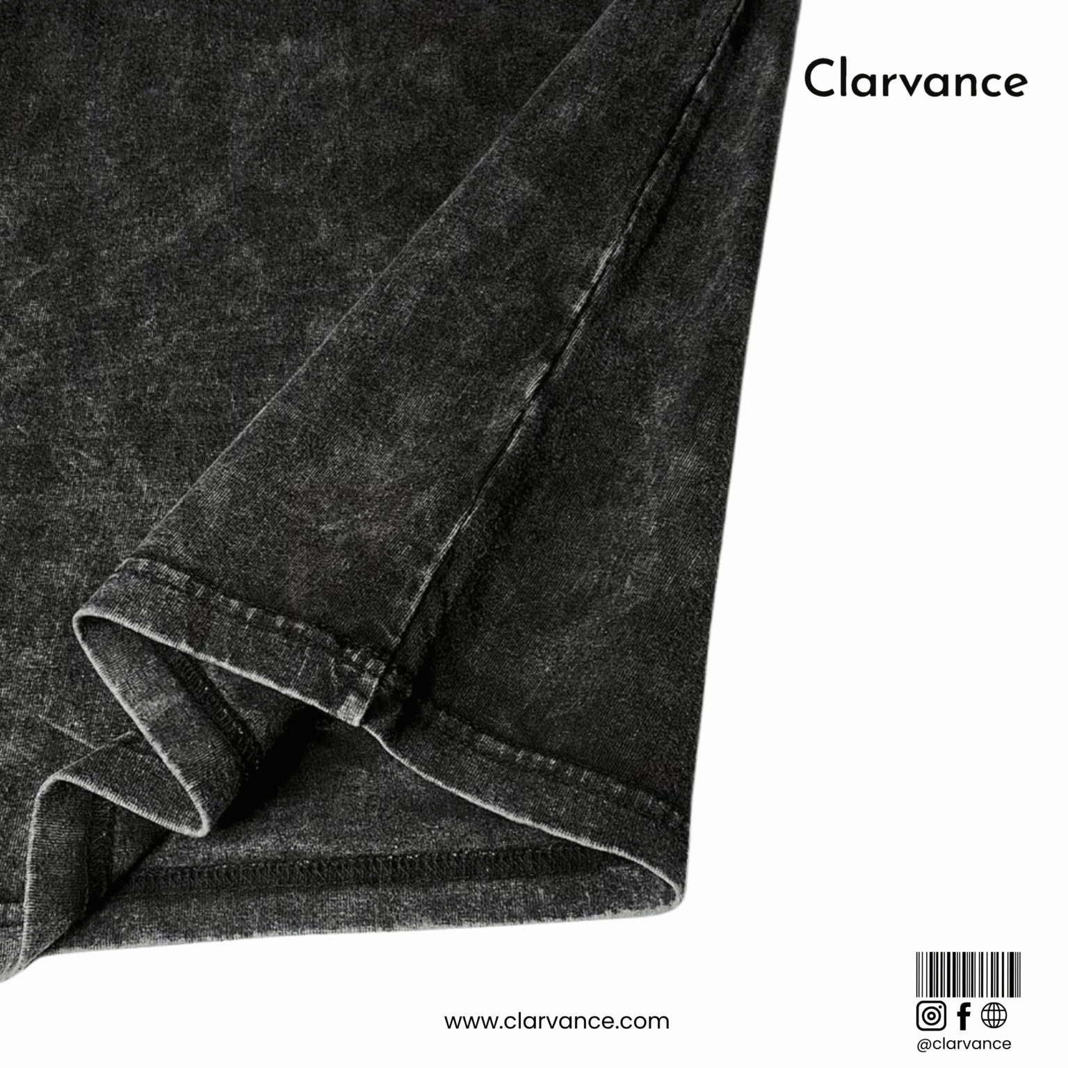 Acid Wash Premium Drop Shoulder – Black – CLARVANCE